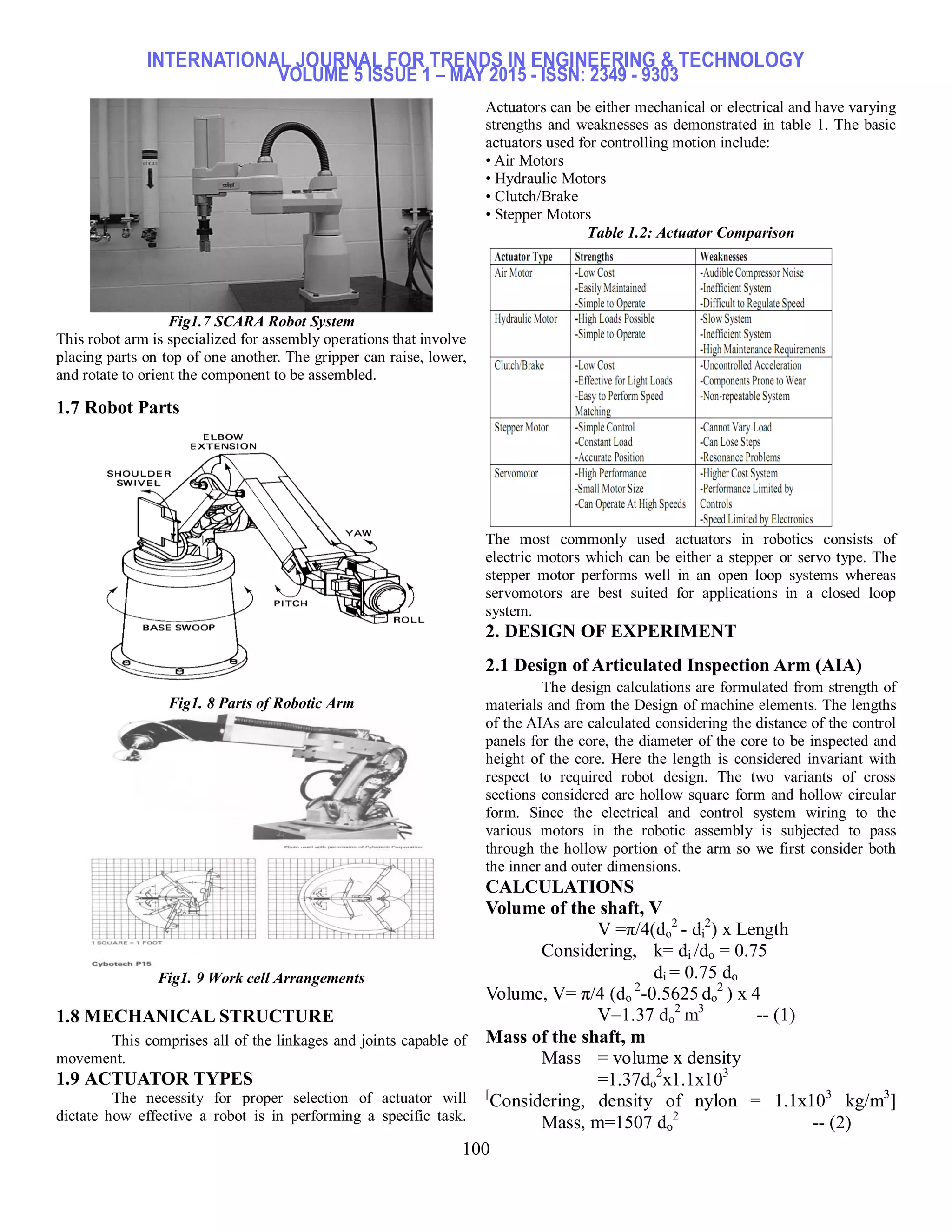 Design and Analysis of Articulated Inspection Arm of Robot | PDF