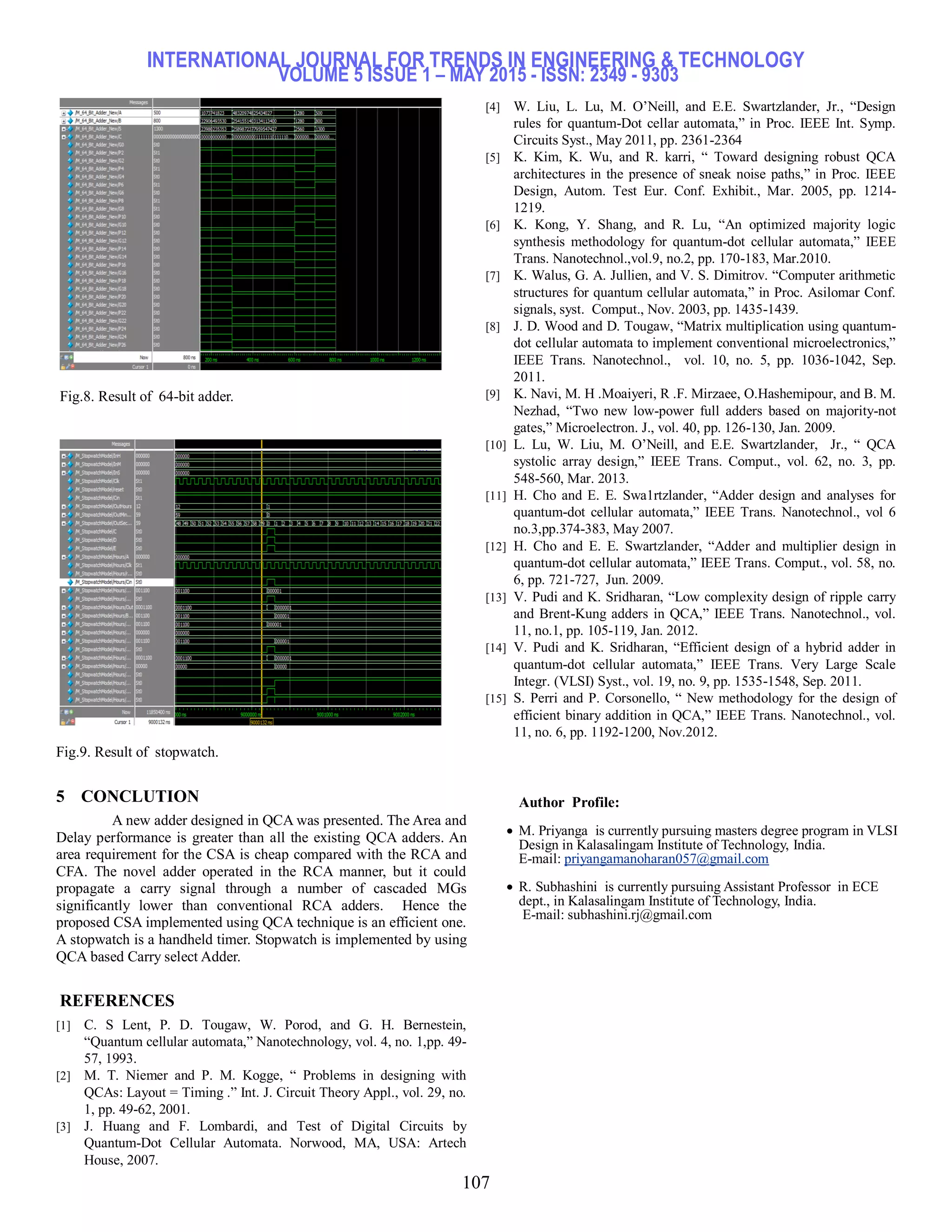 Implementation of Stopwatch using QCA based Carry Select Adder | PDF Implementation of Stopwatch using QCA based Carry Select Adder | PDF