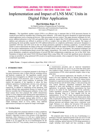 Implementation and Impact of LNS MAC Units in Digital Filter Application | PDF | Computing ...