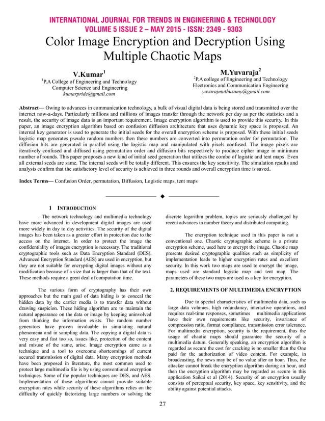 Color Image Encryption and Decryption Using Multiple Chaotic Maps | PDF | Computing | Technology ...