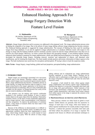 Enhanced Hashing Approach For Image Forgery Detection With Feature Level Fusion | PDF | Internet ...