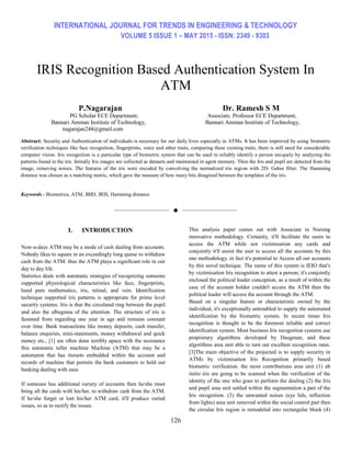 IRIS Recognition Based Authentication System In ATM | PDF