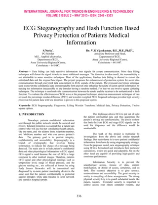 ECG Steganography and Hash Function Based Privacy Protection of Patients Medical Information | PDF