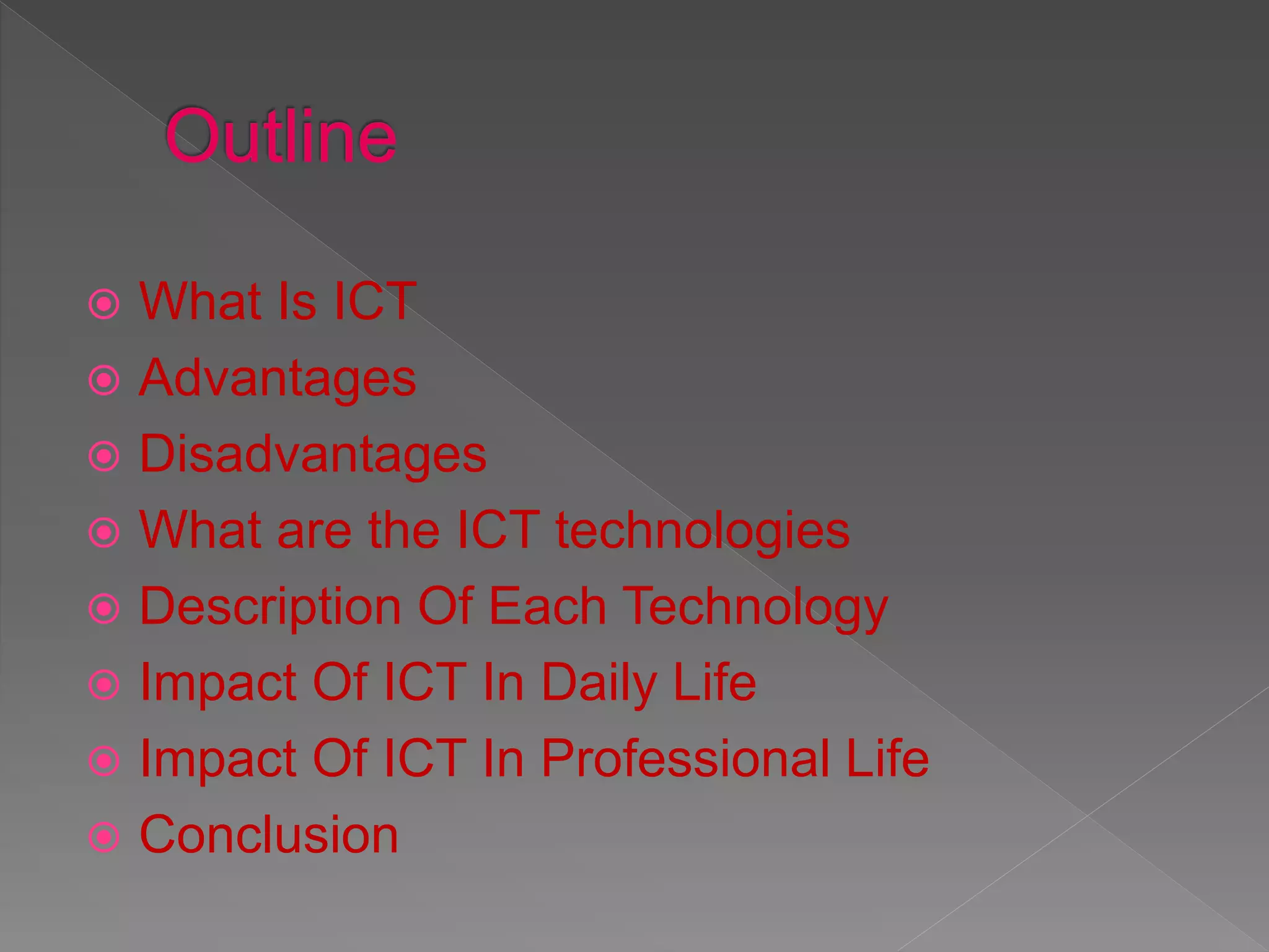 Ict technology and its applications in professional life | PPTX