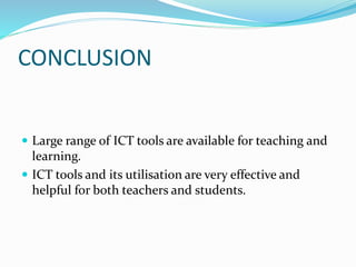 ICT Tools and the Utilisation | PPTX