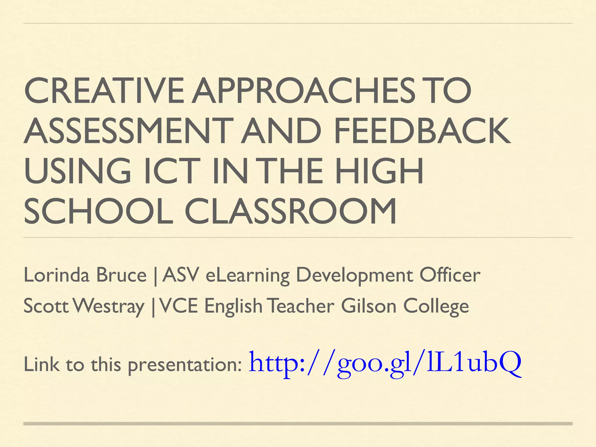 Ict tools for assessment feedback | PPT