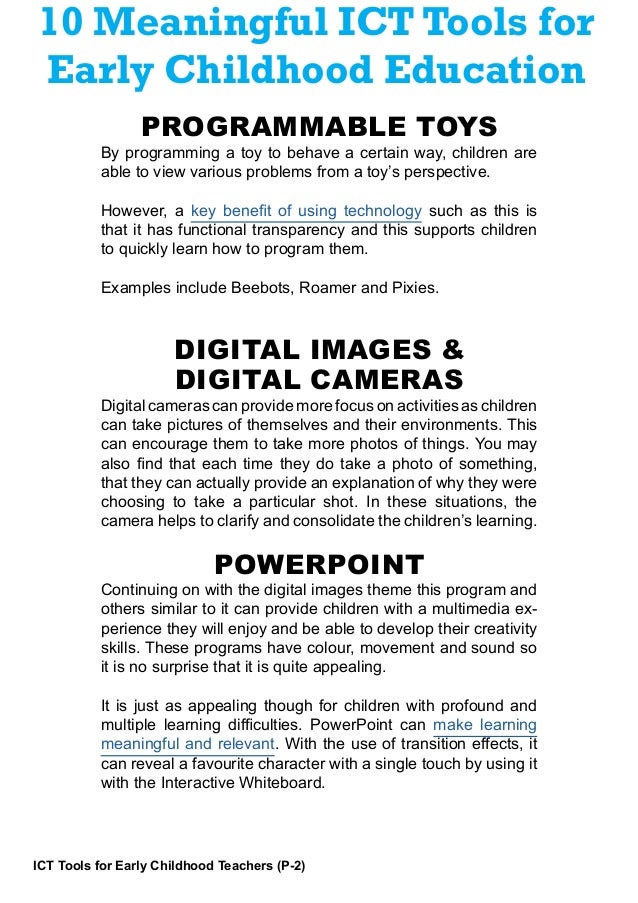 Examples of Technology in Early Childhood Education | PDF