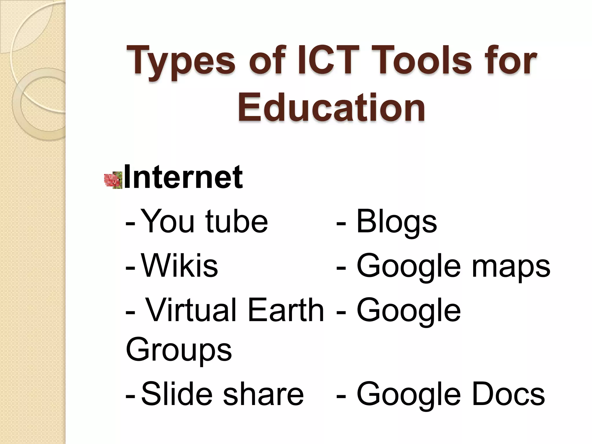 ICT TOOLS FOR EDUCATION | PPTX