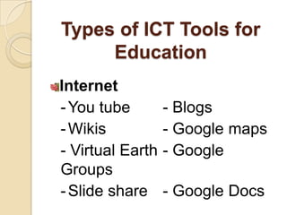 ICT TOOLS FOR EDUCATION | PPTX