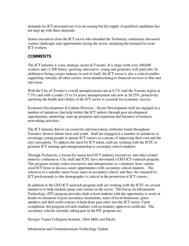 Ict Update Report October 28, 2011