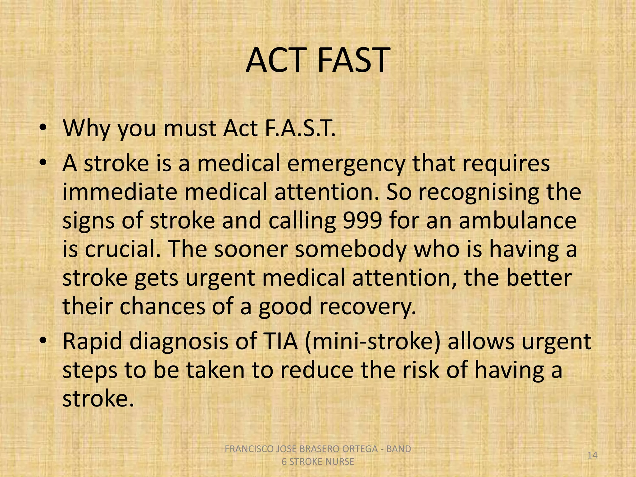 STROKE / ICTUS (PARTE 1) | PPTX | First Aid | Injuries