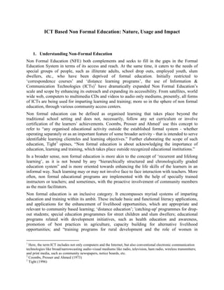 ICT Based Non Formal Educational Modules: Nature, Usage and Impact | PDF