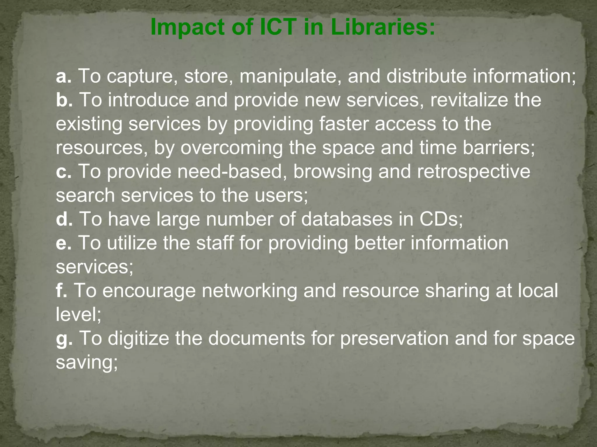 Ict uses in libraries | PPT