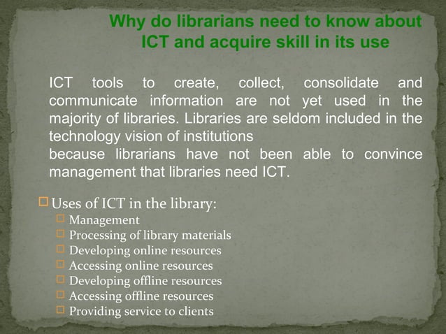 Ict uses in libraries | PPT