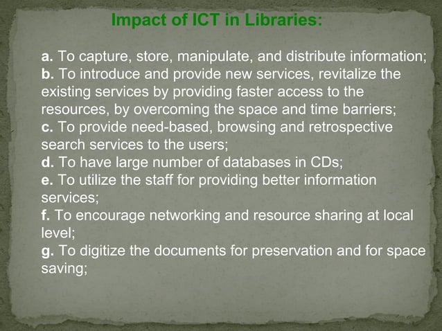 Ict uses in libraries | PPT