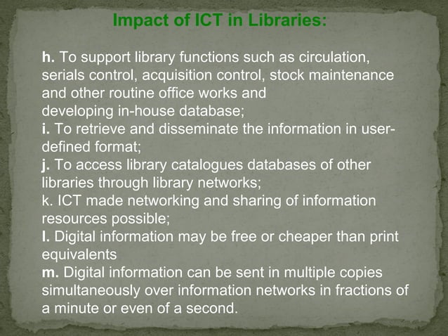 Ict uses in libraries | PPT