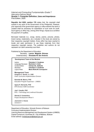 Ict week 1 computer definition, purpose & importance | PDF