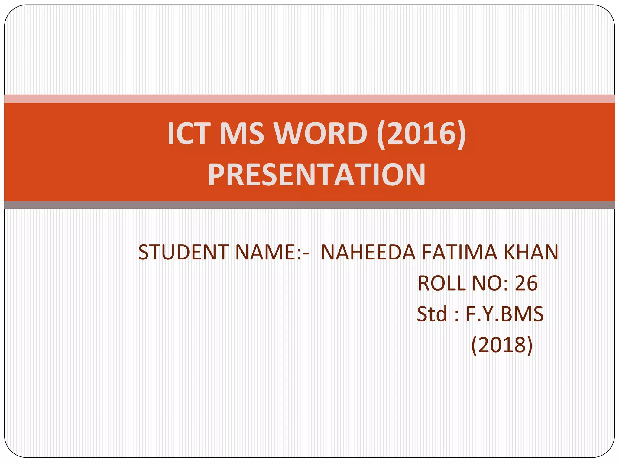 Ict word (2016) presentation | PPTX