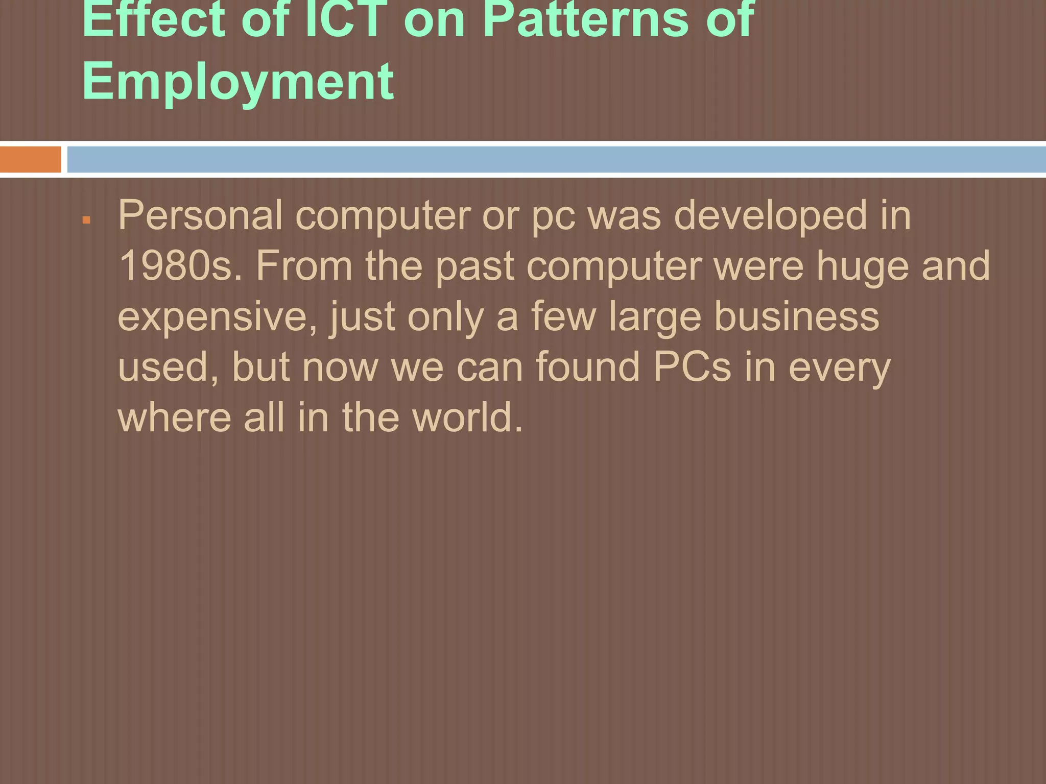 ICT WORK AND LIFESTYLE | PPT