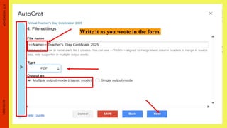 ICT Workshop Part 3 - Autocrat. How to work with Autocrat | PPTX