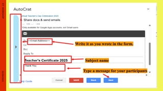 ICT Workshop Part 3 - Autocrat. How to work with Autocrat | PPTX