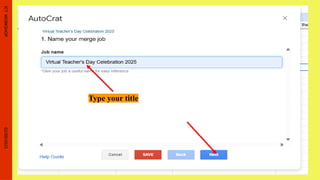 ICT Workshop Part 3 - Autocrat. How to work with Autocrat | PPTX