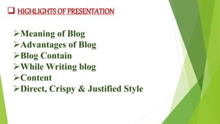 Ict workshop presentation on blog | PPT
