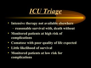 ICU-Triage.ppt icu admission criteria and discharge criteria | PPT