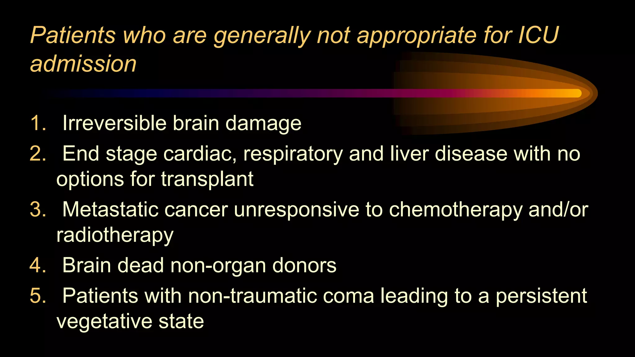 Icu admission, discharge criteria and triage | PPTX