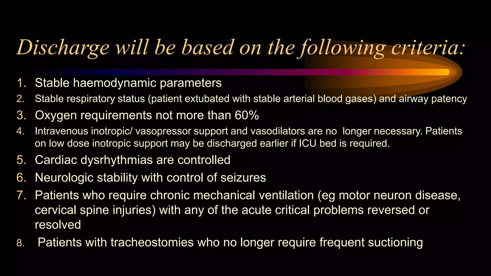 Icu admission, discharge criteria and triage | PPTX