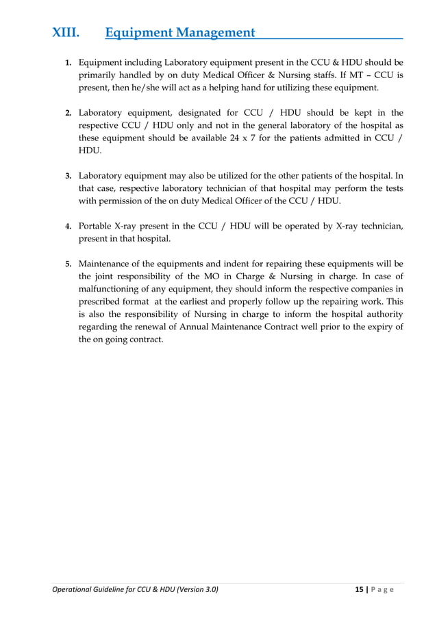ICU and HDU guideliness from MOH&FW.pdf | First Aid | Injuries