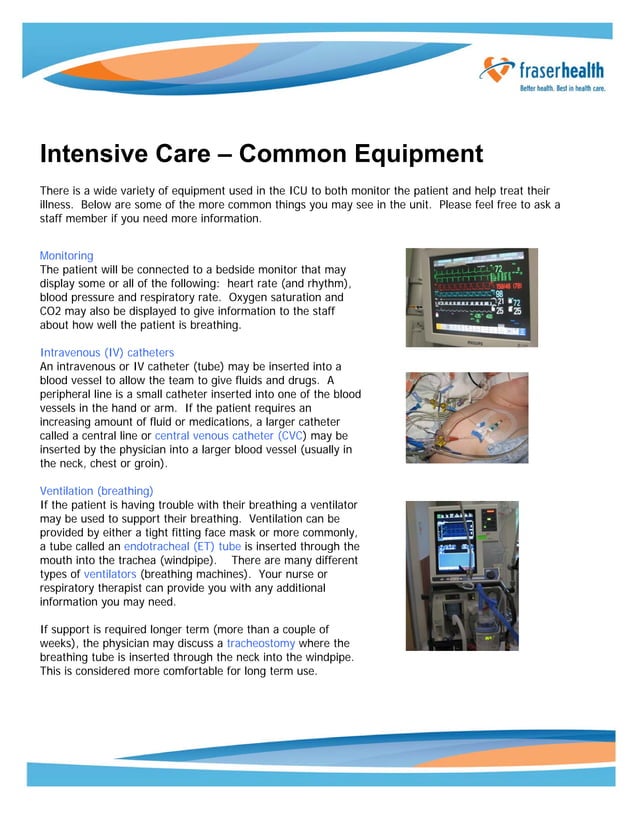 Icu common equipment | PDF | Lung and Respiratory Health | Diseases and ...