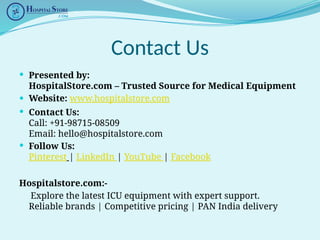 Complete ICU Equipment List | Machine Used in ICU | Presentation by ...