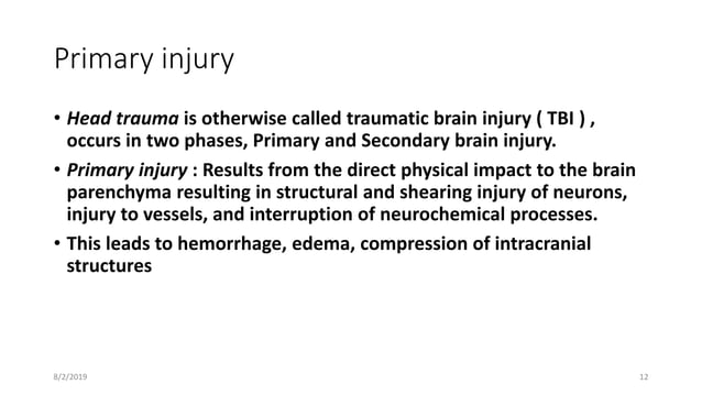 ICU management of traumatic brain injury | PPTX | First Aid | Injuries