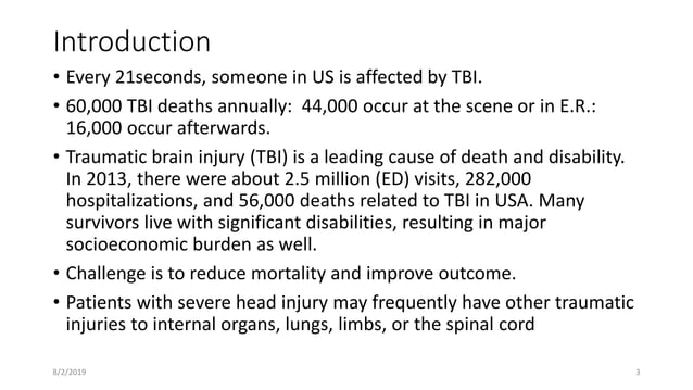 ICU management of traumatic brain injury | PPTX | First Aid | Injuries