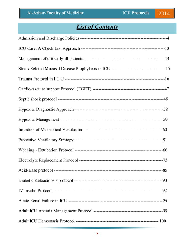 ICU Protocols | PDF | First Aid | Injuries