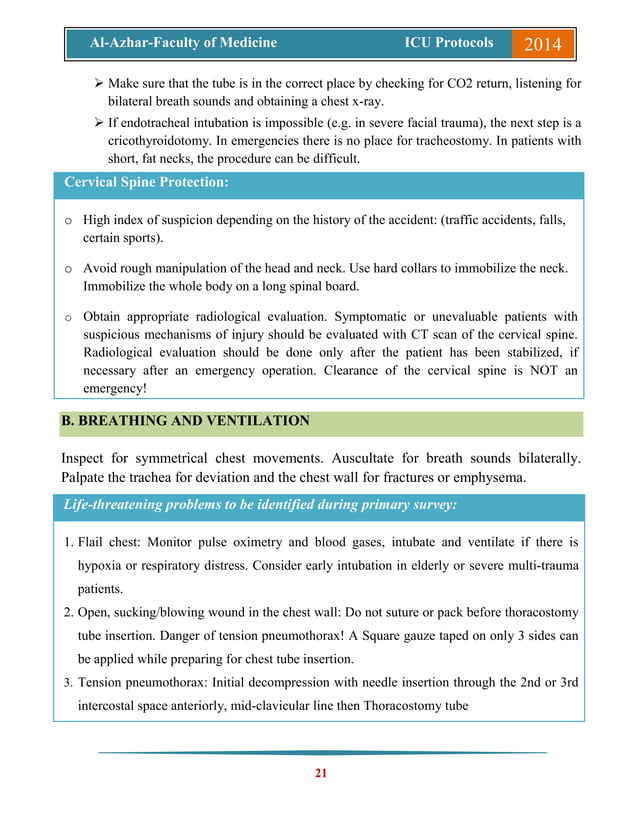 ICU Protocols | PDF | First Aid | Injuries