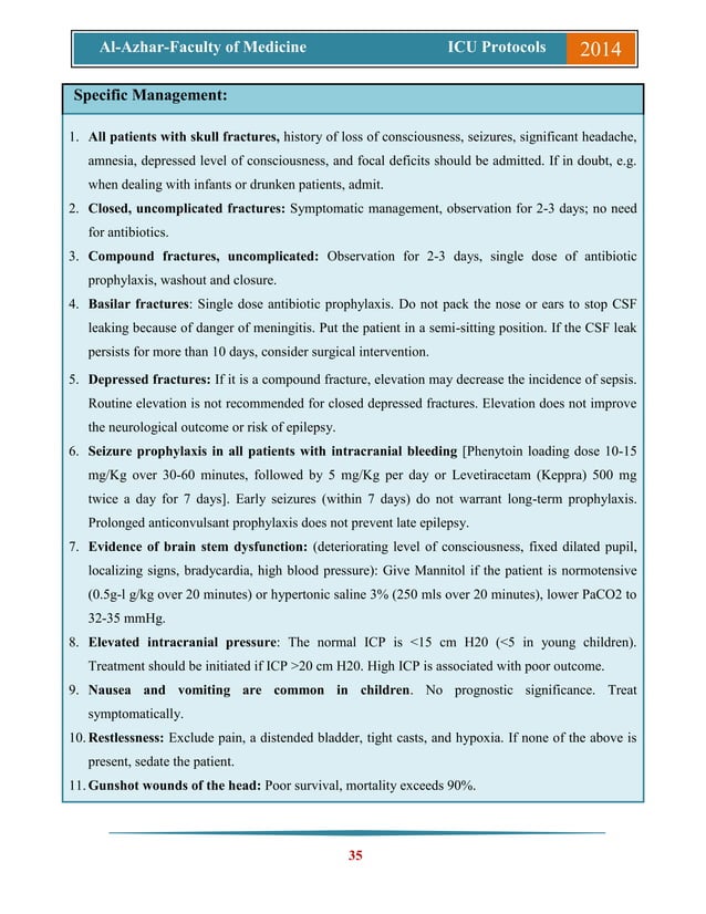 ICU Protocols | PDF | First Aid | Injuries