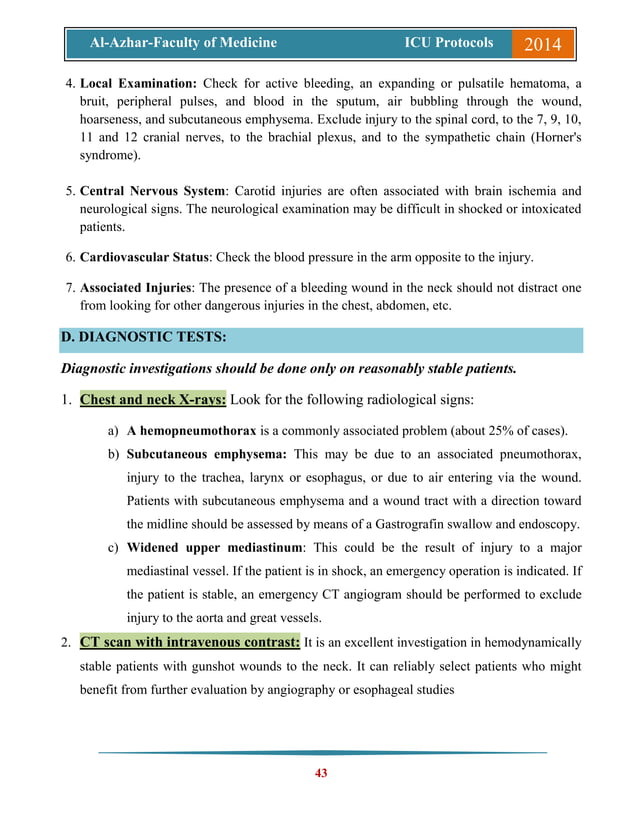 ICU Protocols | PDF | First Aid | Injuries