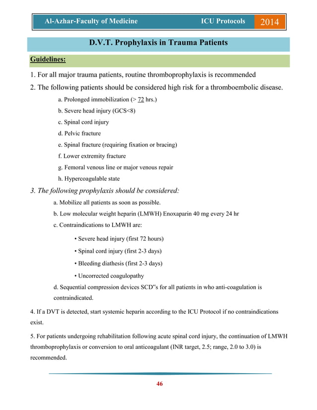 ICU Protocols | PDF | First Aid | Injuries