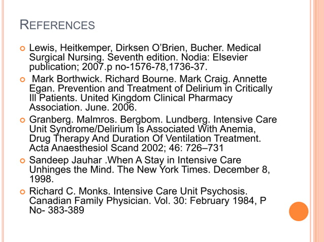 ICU psychosis.pptx | Brain and Nervous System Disorders | Diseases and Conditions