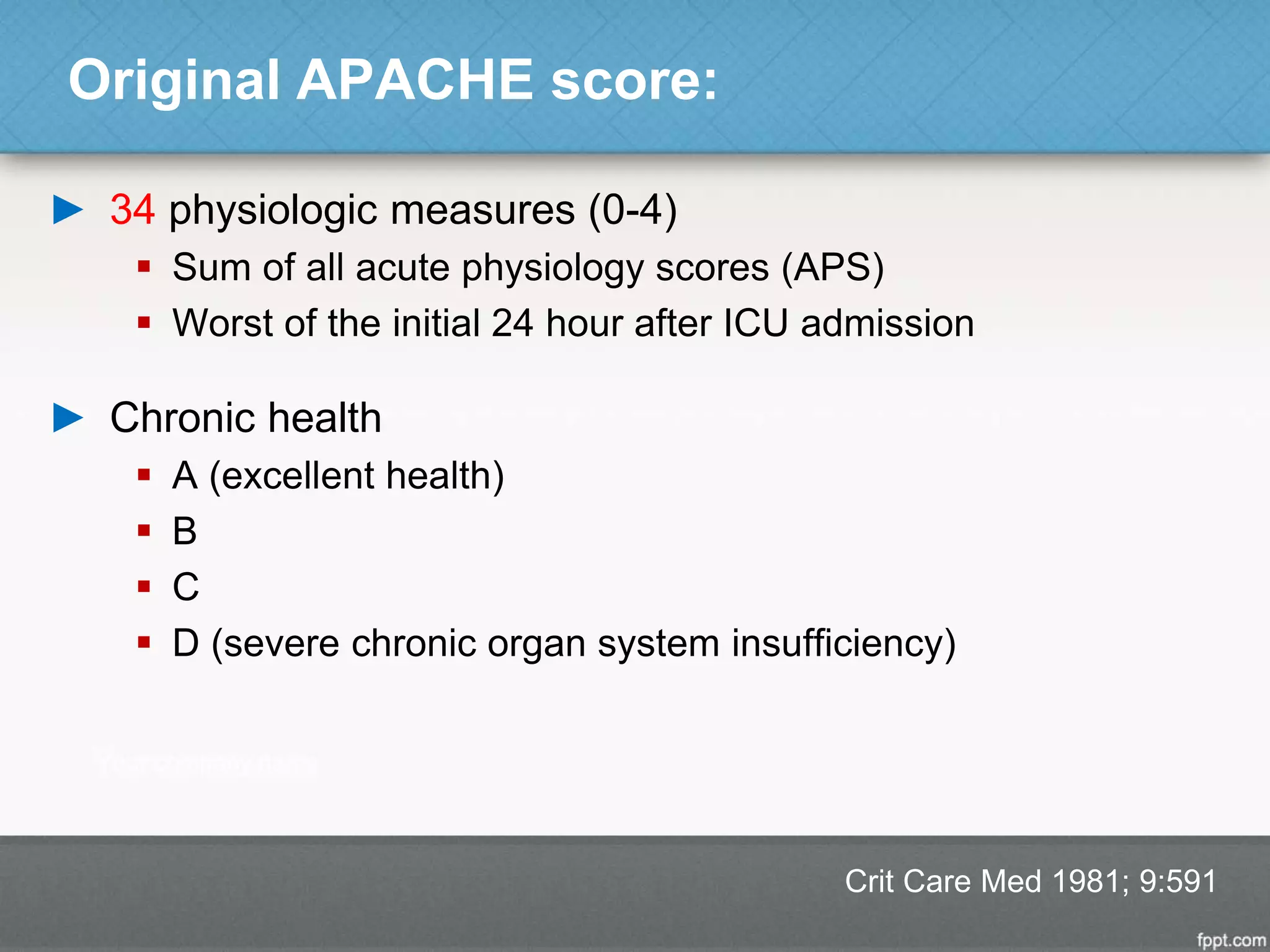 ICU Scoring Systems | PPT