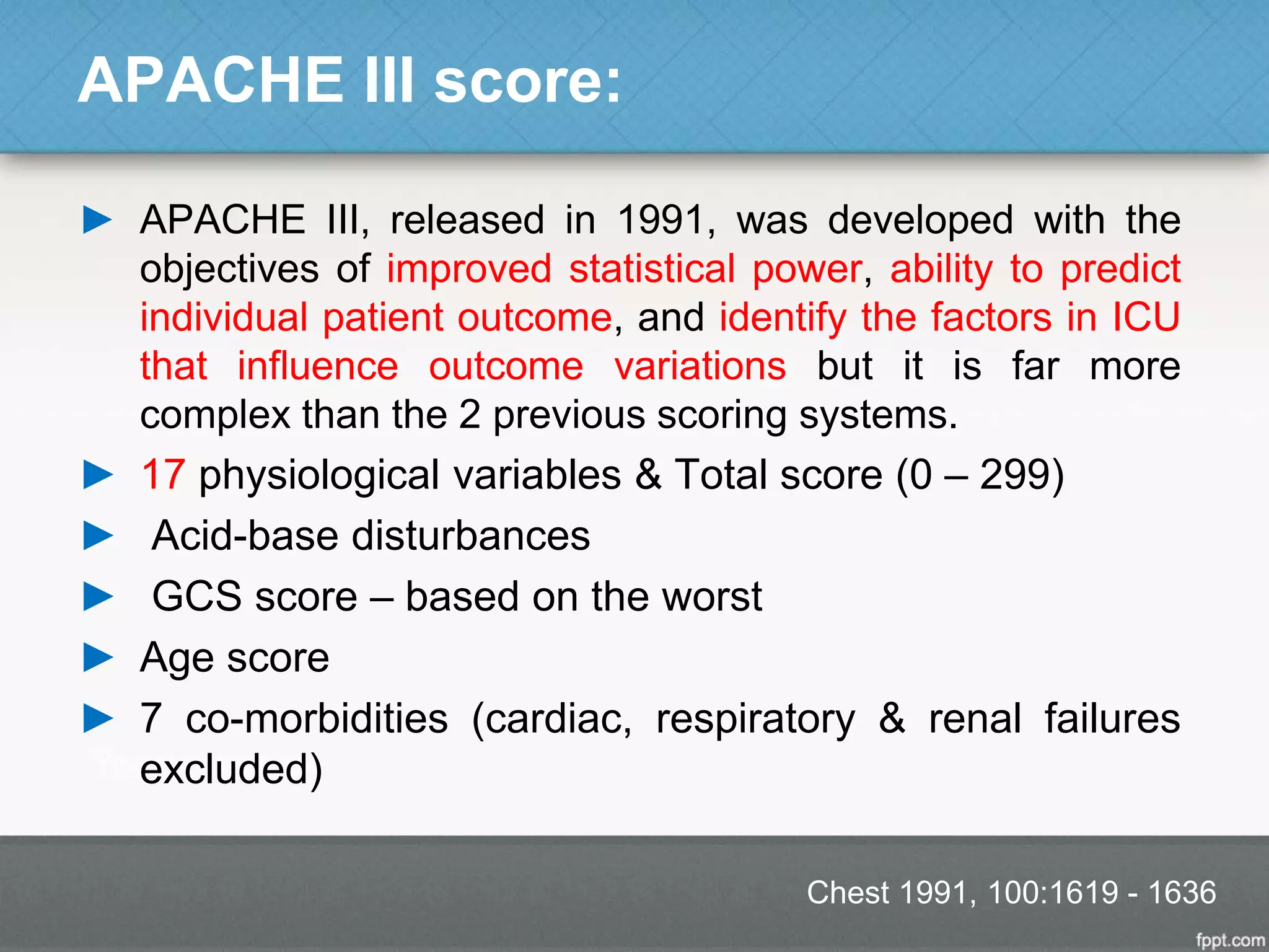 ICU Scoring Systems | PPT