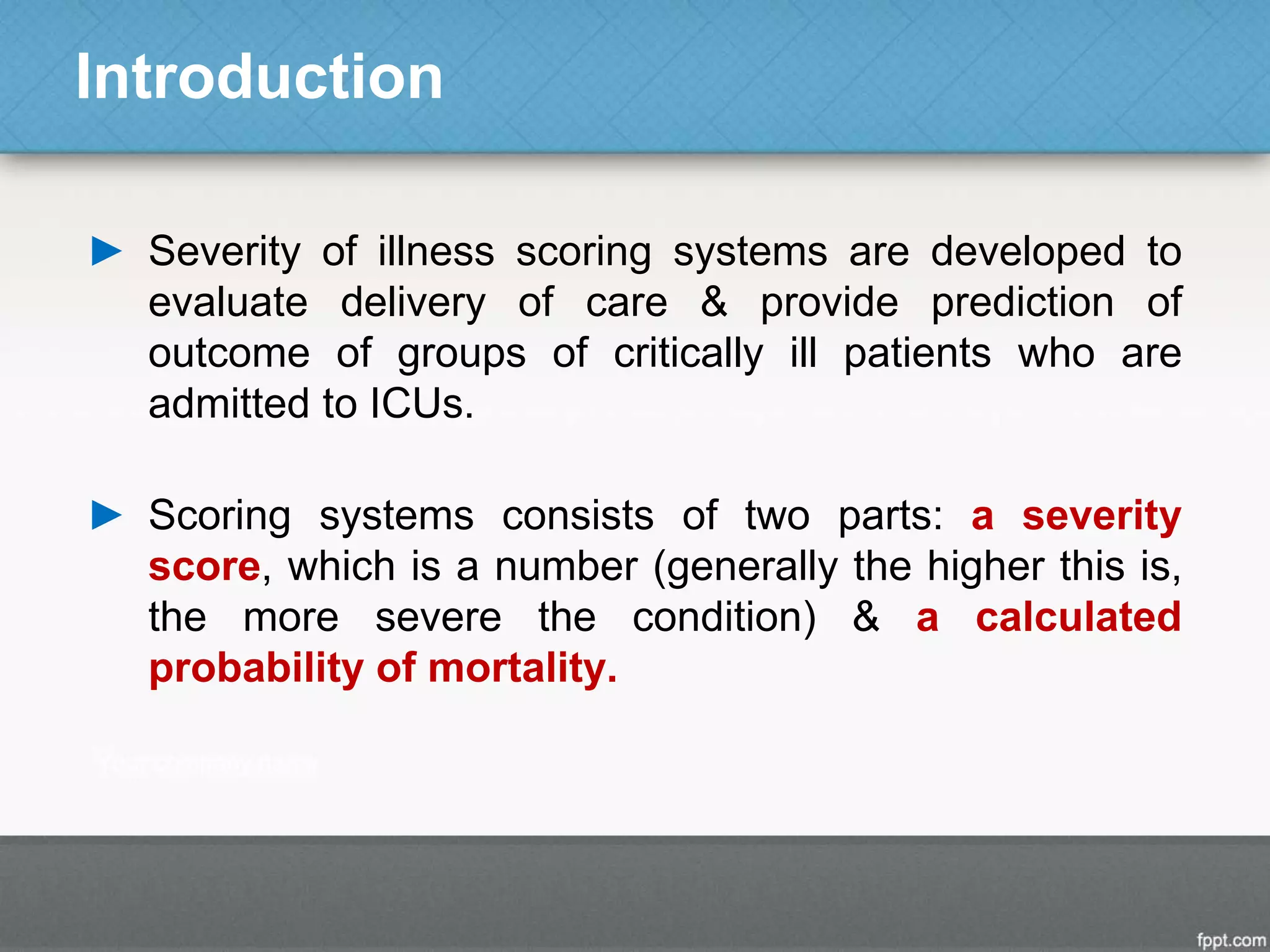 ICU Scoring Systems | PPT
