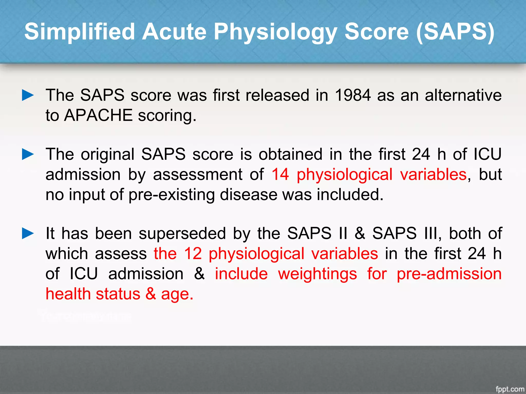 ICU Scoring Systems | PPT