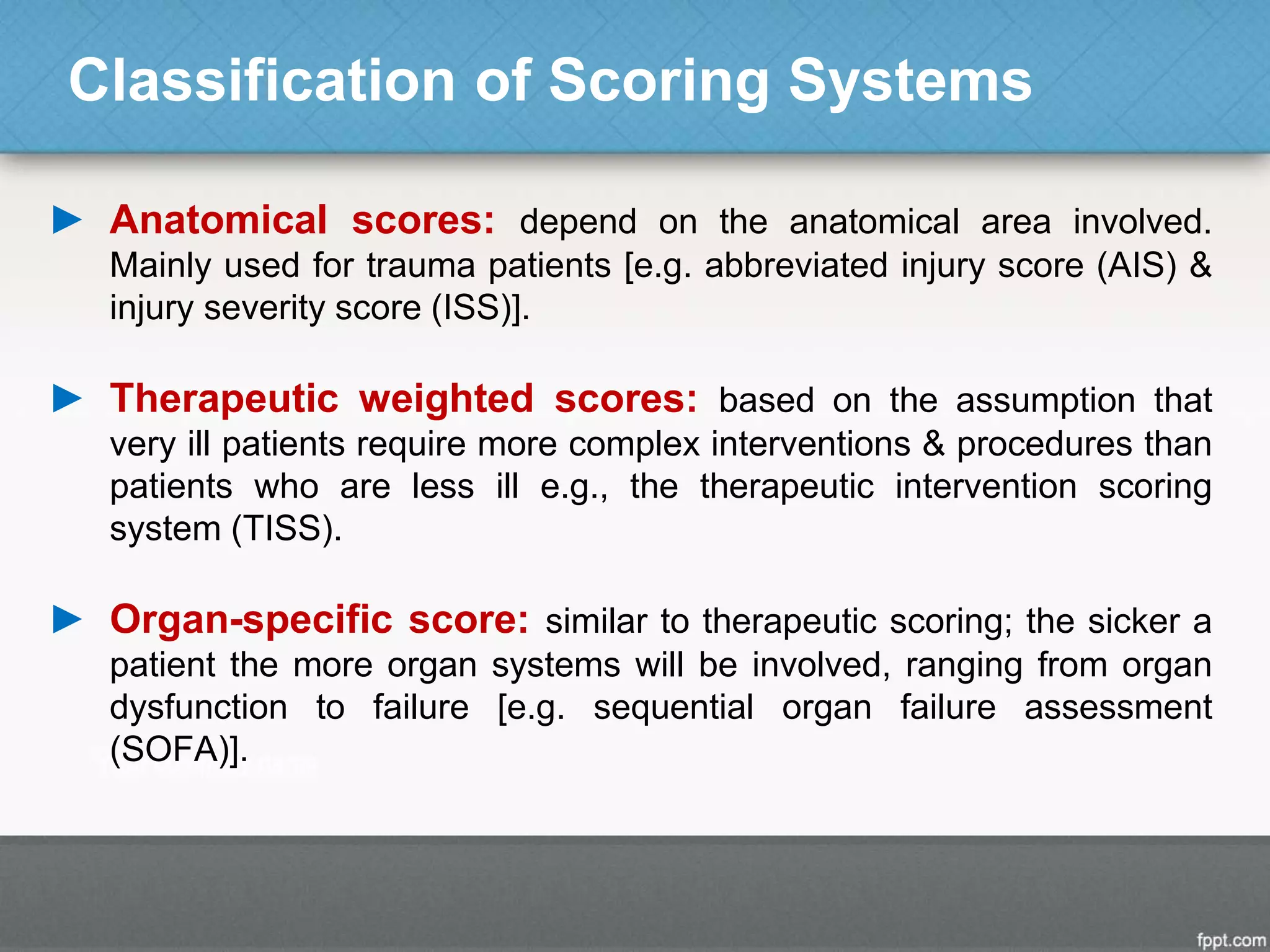 ICU Scoring Systems | PPT