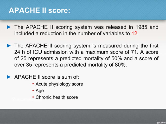 ICU Scoring Systems | PPT | Lung and Respiratory Health | Diseases and ...