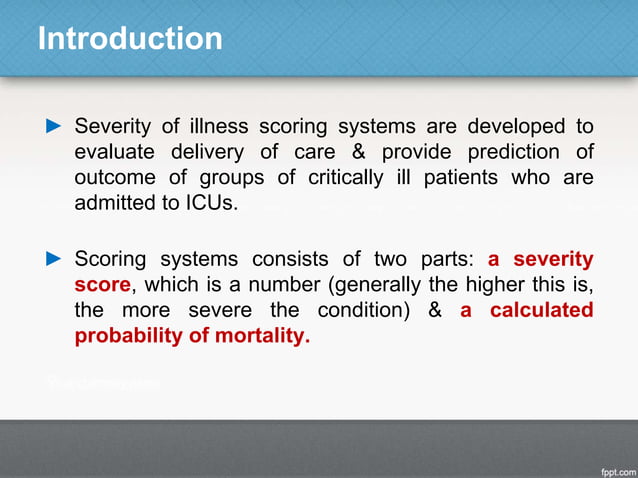 ICU Scoring Systems | PPT | Lung and Respiratory Health | Diseases and ...