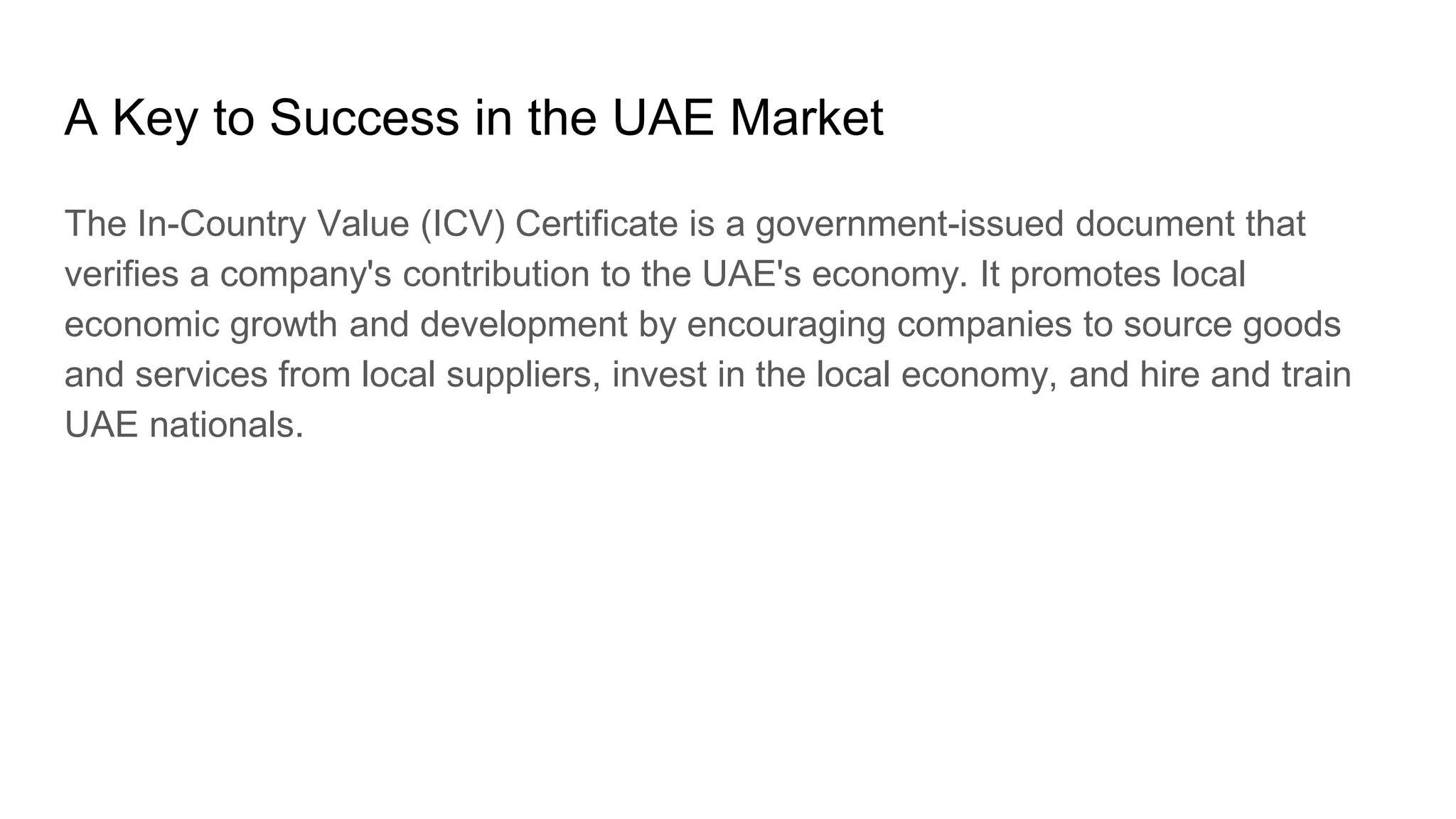 ICV Certificate : Your Guide to Success in the UAE Market | PPTX