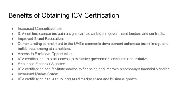 ICV Certificate : Your Guide to Success in the UAE Market | PPT